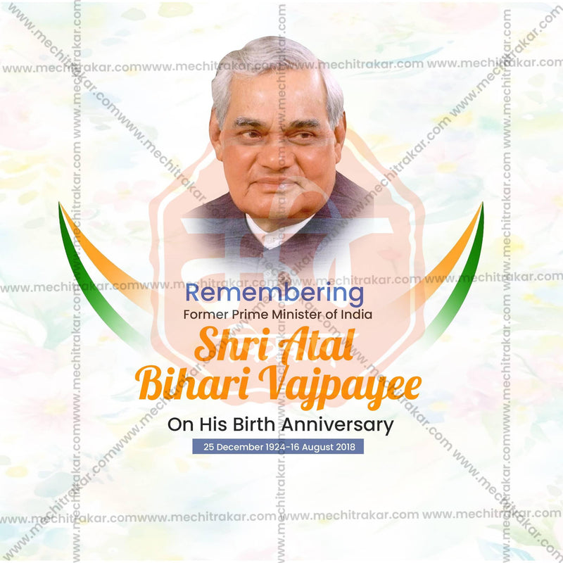 Atal Bihari Vajpayee Jayanti Social Media Template PSD & JPG Bundle:1 ...