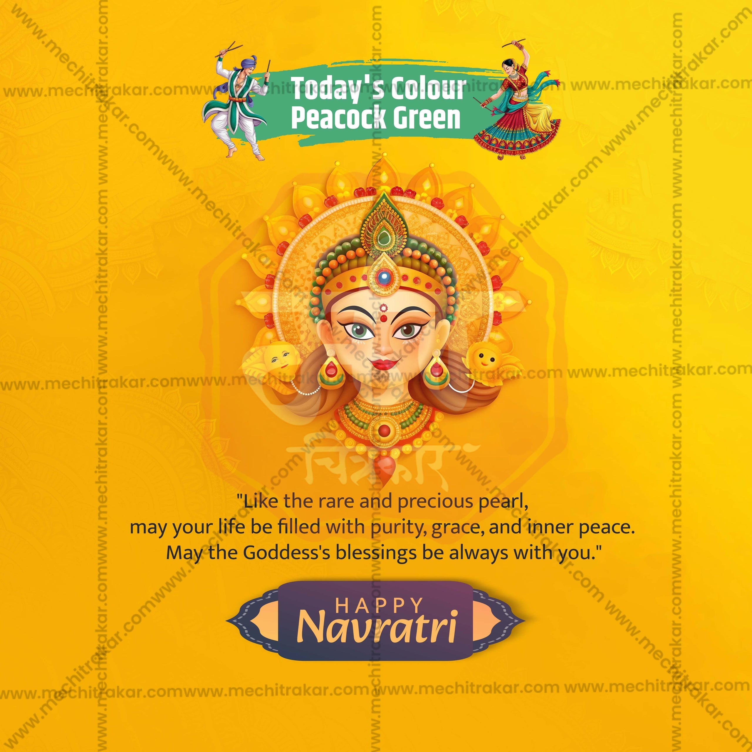 Peacock Green Color | Navratri 9 Colors Social Media Template | Englis ...