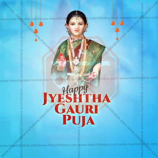 Attractive Jyeshta Gauri Avahan Festival Banner in Marathi, Hindi, and ...